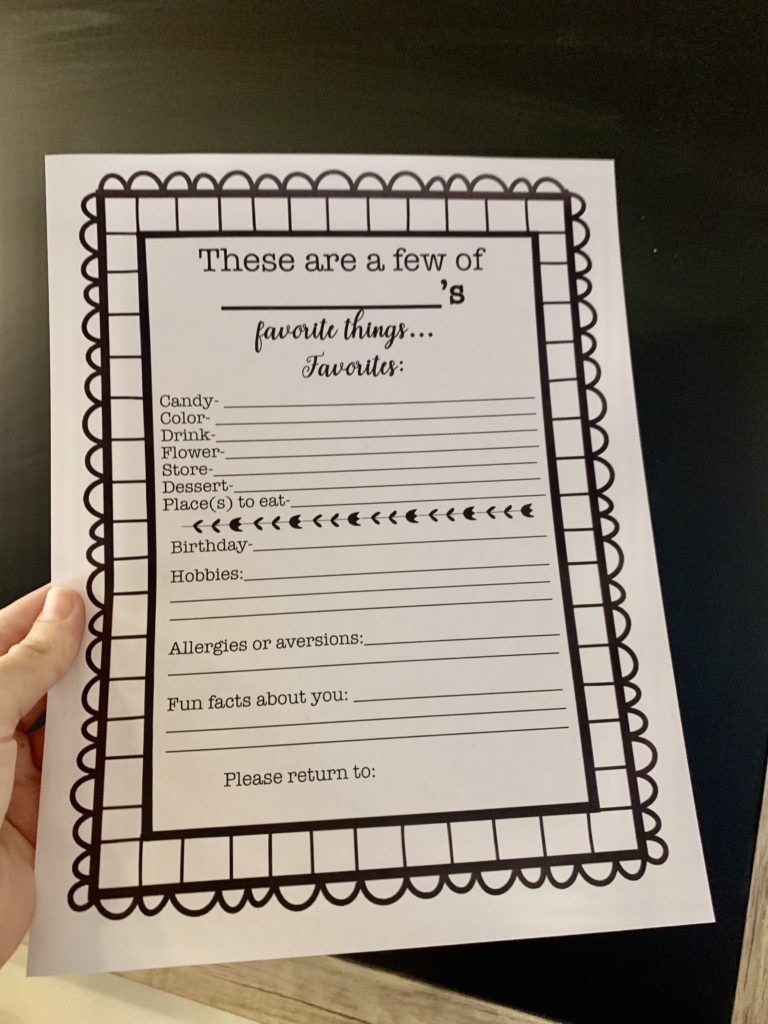 Get to know you/Favorite Things Printable – RuthAnne Strong